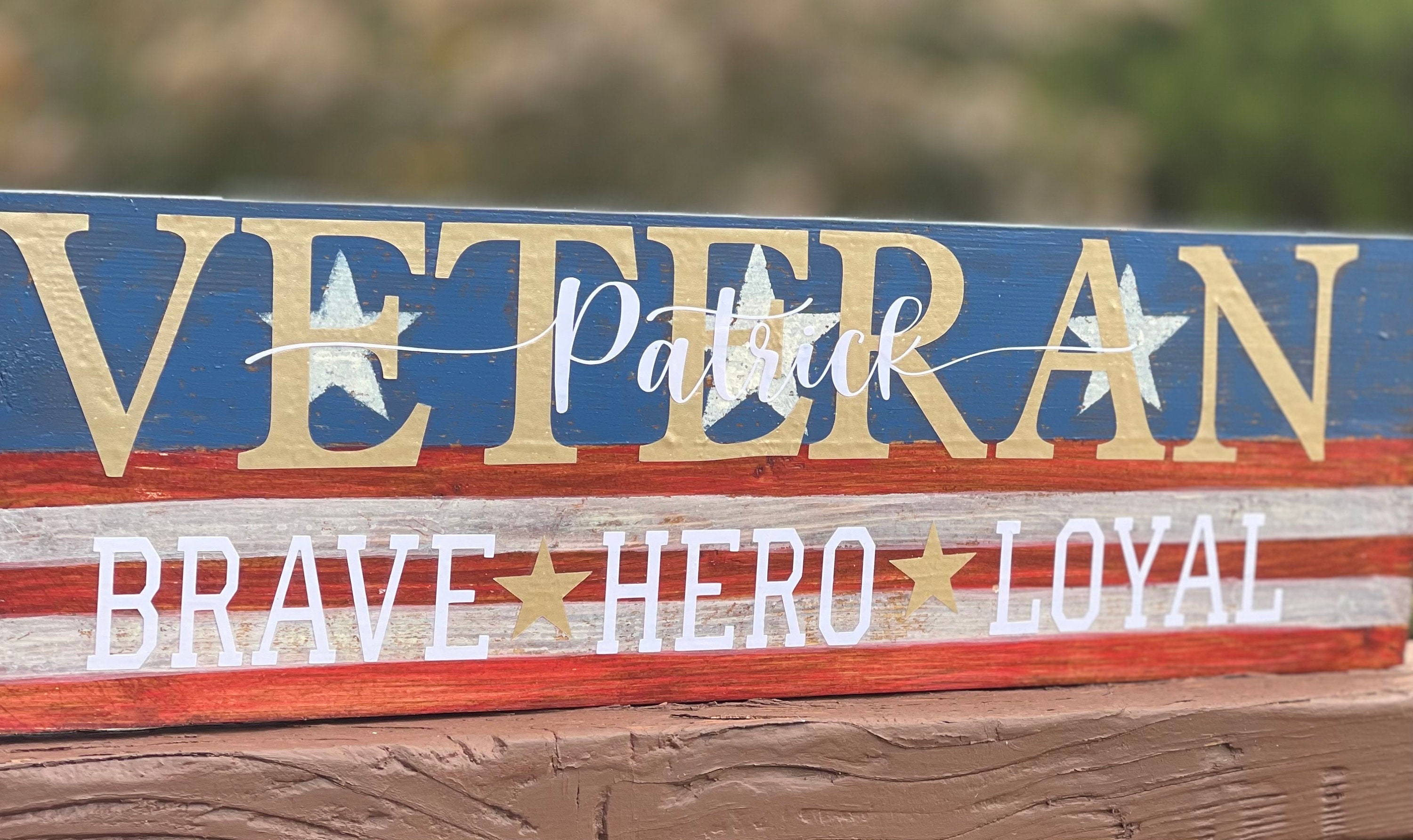Personalized Veteran Wood Sign: American Flag Decor - Etsy