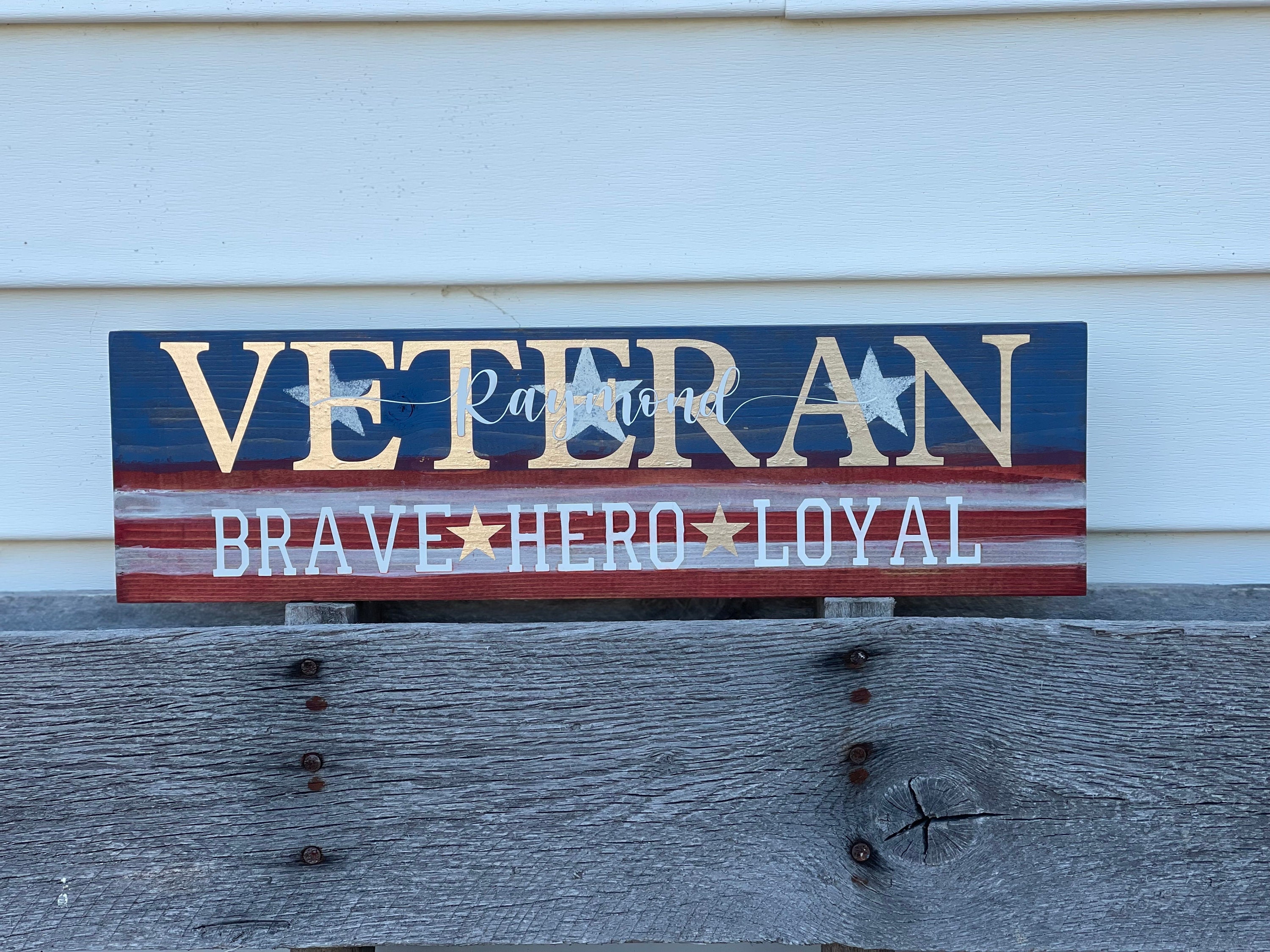 Personalized Veteran Wood Sign: American Flag Decor - Etsy