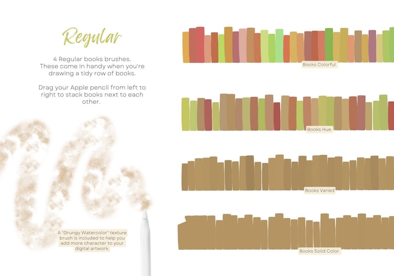 Books Procreate Brush Set, 12 Bookshelf Brushes for Ipad, Bookish ...