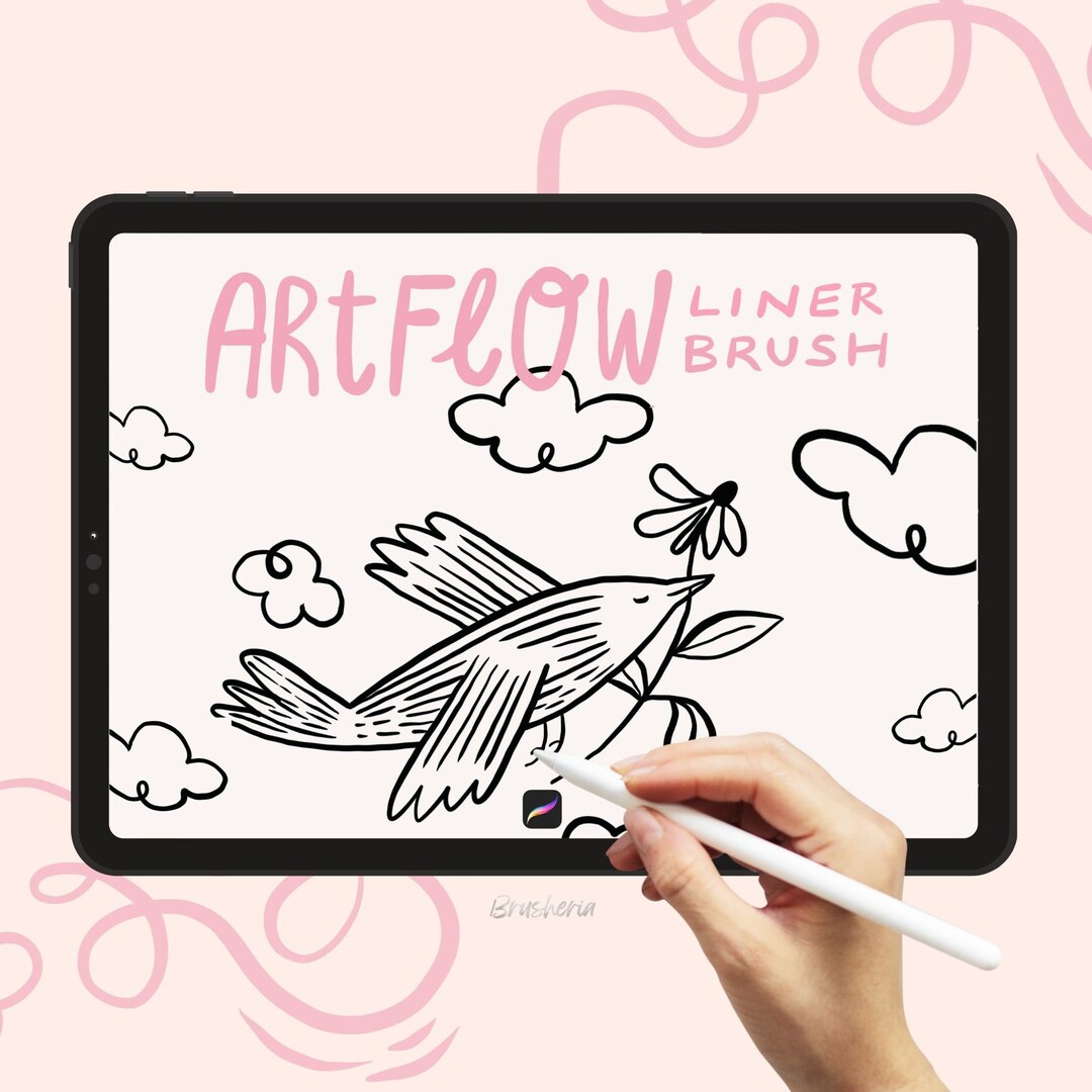 Art Flow Liner Brush, Digital Line Art Brush for Procreate - Etsy