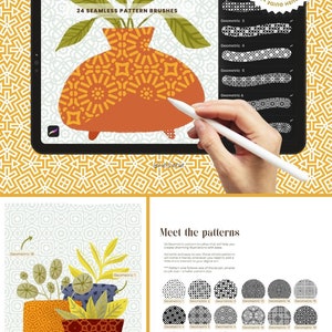 Geometric Pattern Brushes for Procreate, Seamless Patterns Brush Set by ...