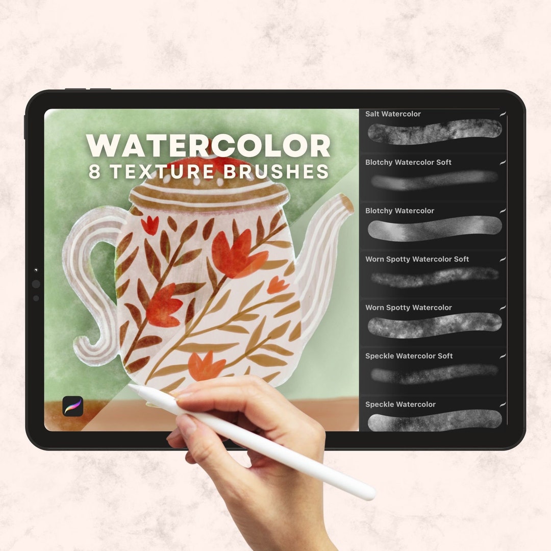 Watercolor Textures Digital Art Brush Set for Procreate, Realistic ...