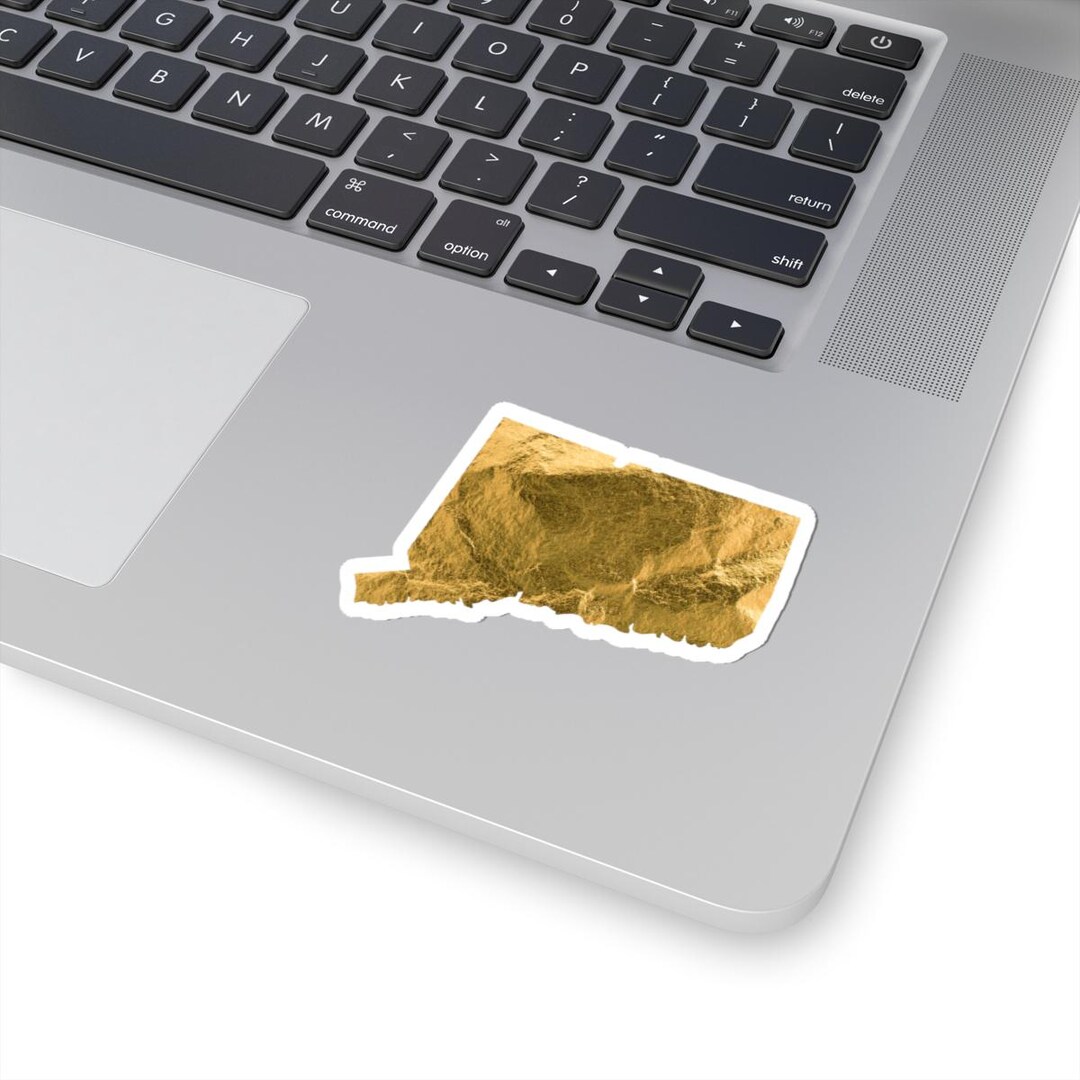 Gold Connecticut State Outline Vinyl Sticker | Kiss-cut Sticker Shiny ...