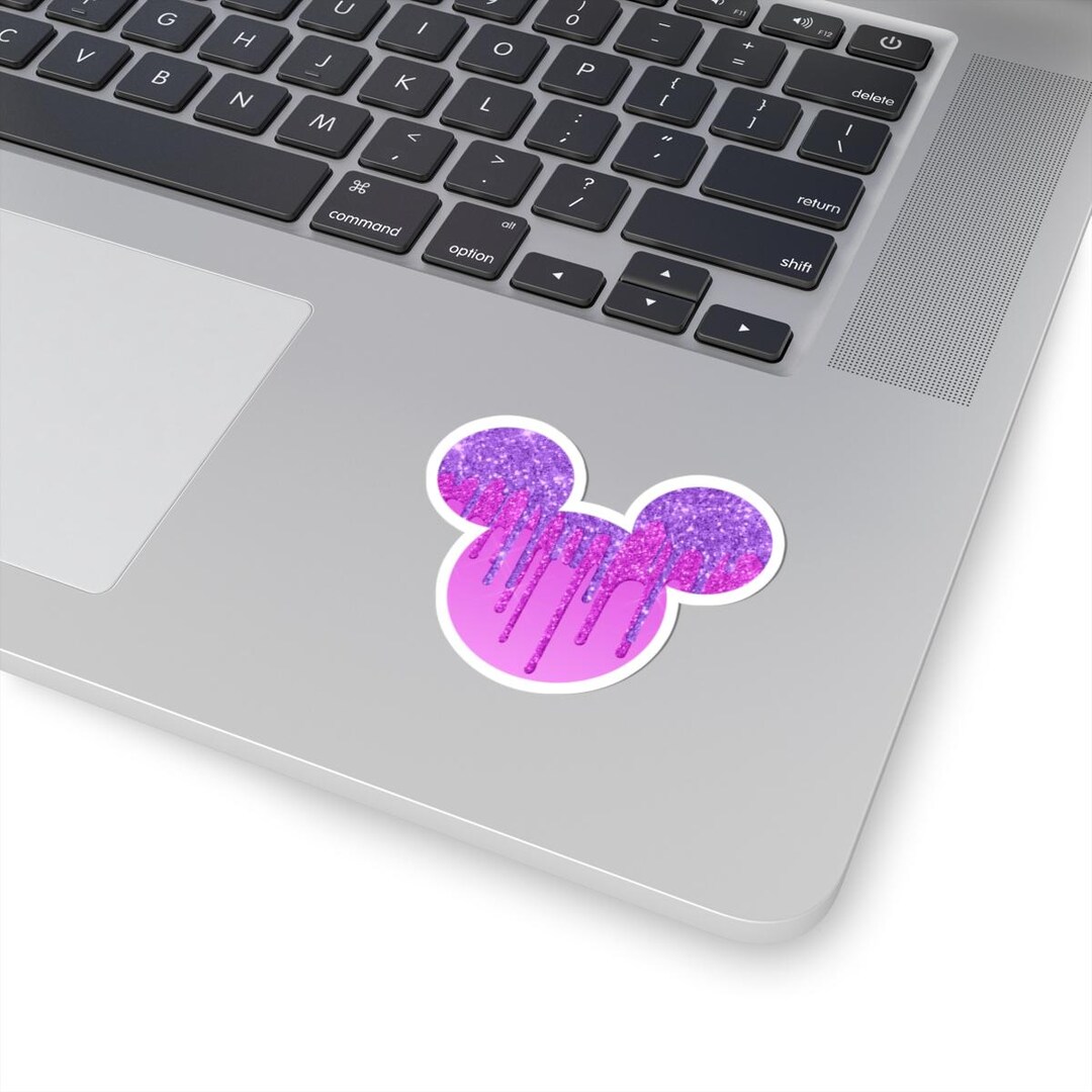 Dripping Glitter Mouse Head Sticker | Kiss-cut Vinyl Sticker, Purple ...