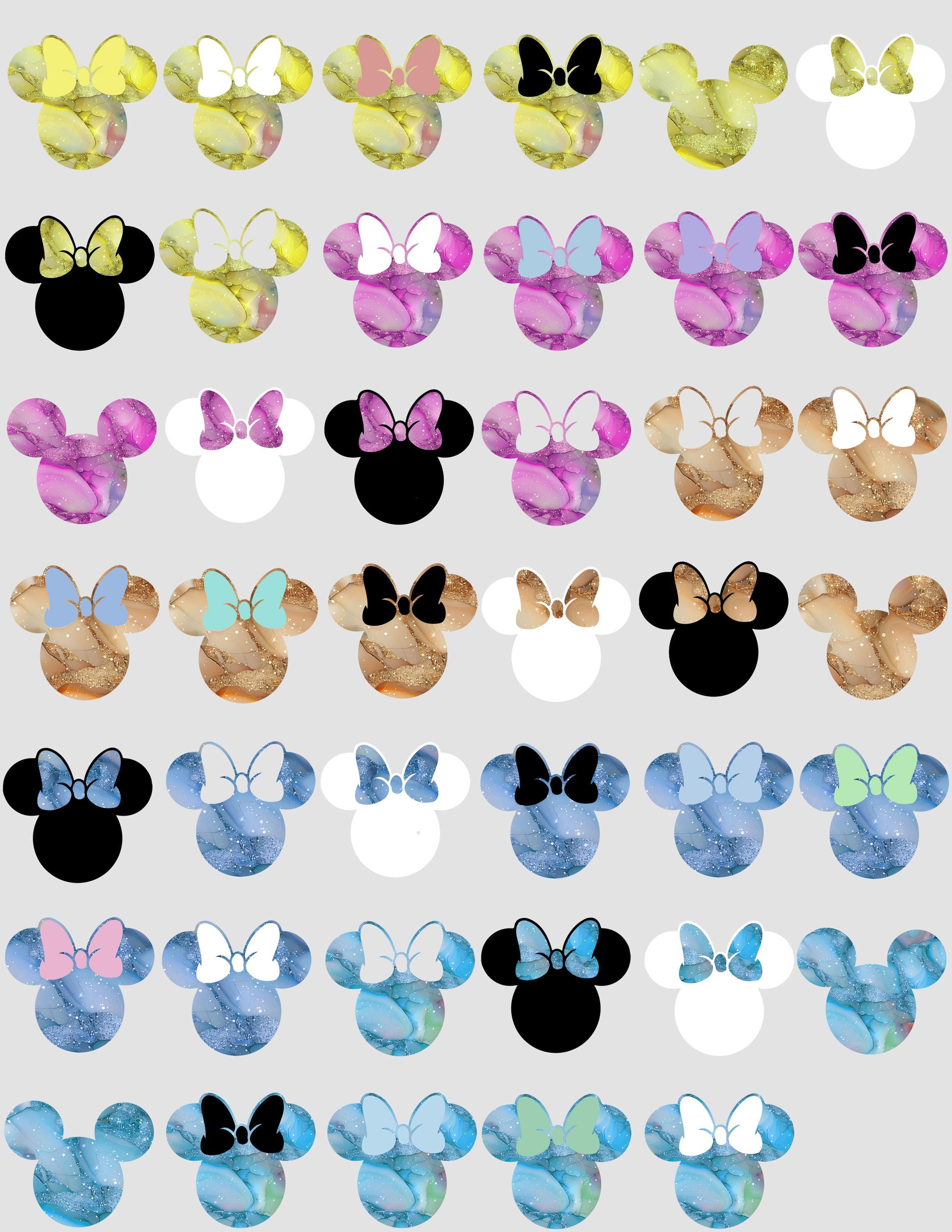 Mickey + Minnie Mouse Ears Outline PNG, Glittery Agate Design Volume 1 ...