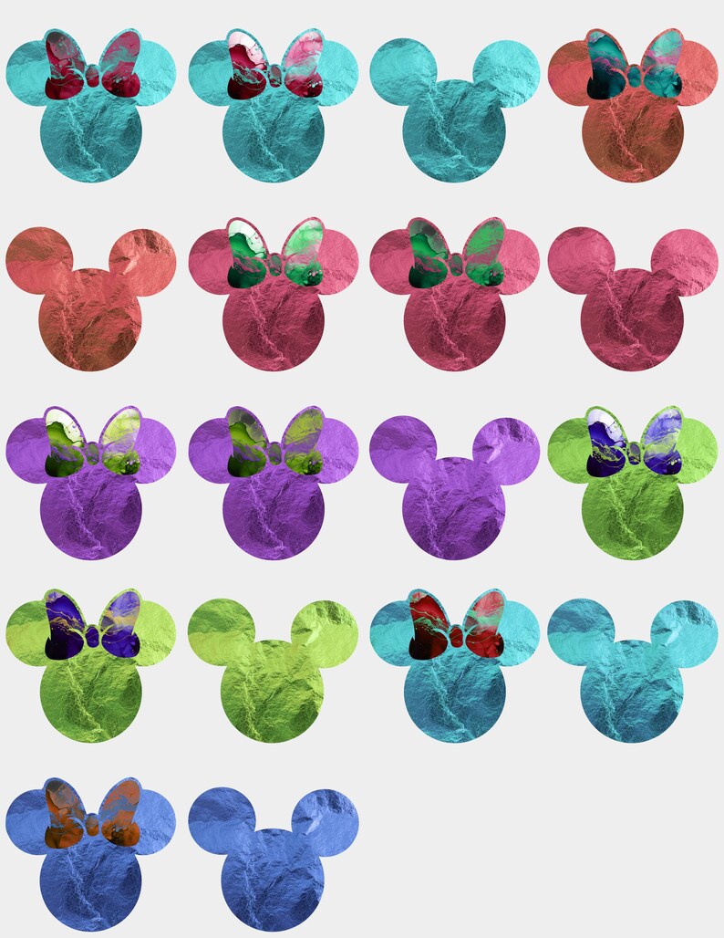Mickey and Minnie Mouse Ears Outline PNG: Foil Agate Design (digital ...