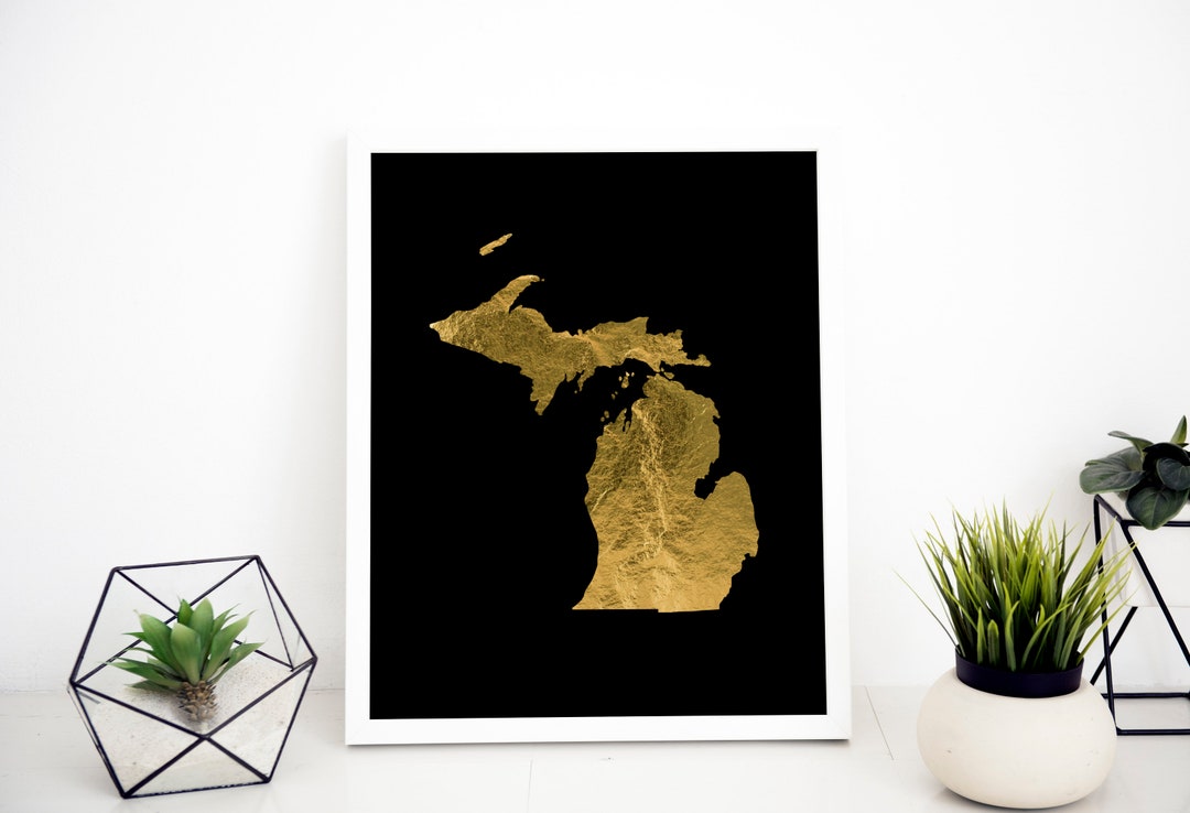 Gold Michigan State Silhouette Art Print (digital Download) - Etsy