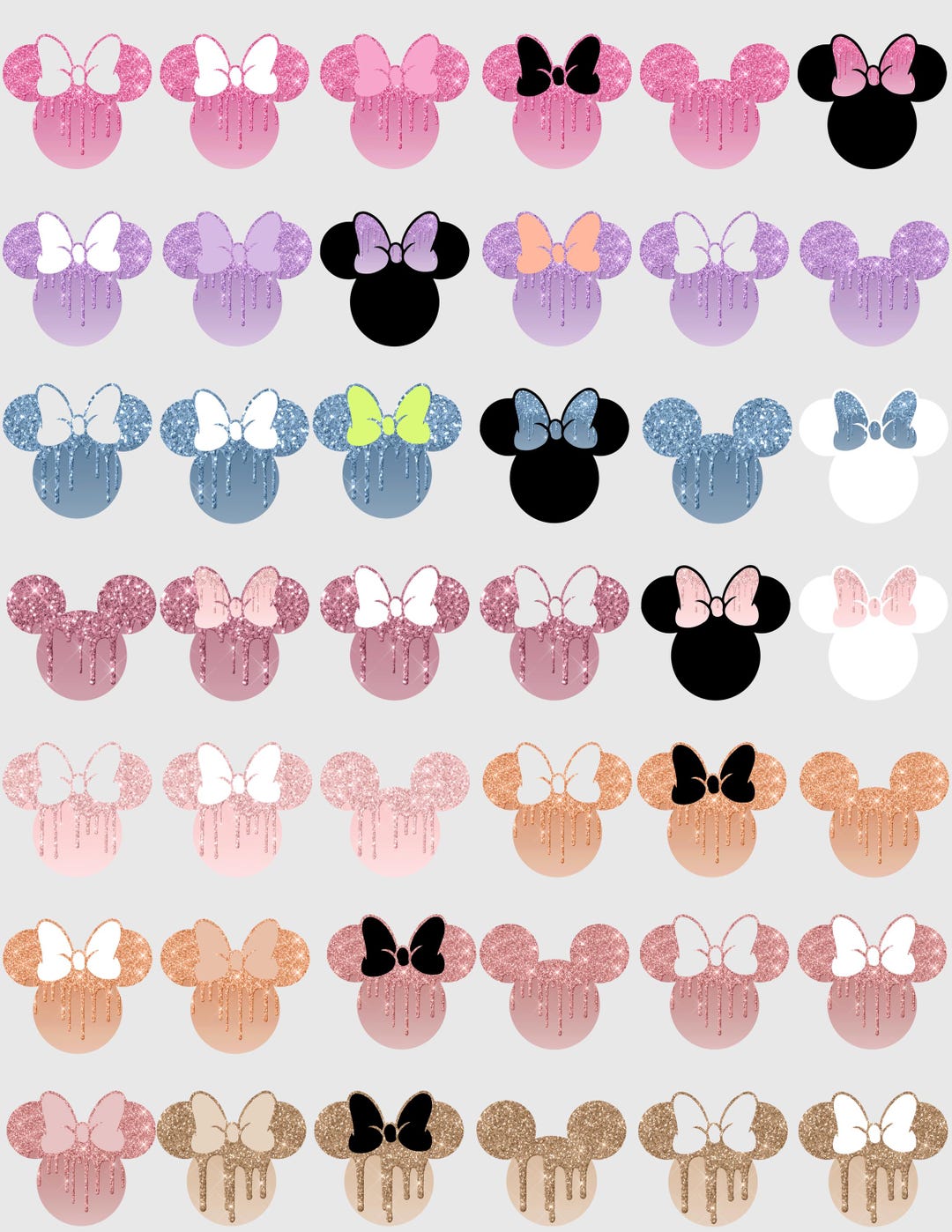Sparkle Glitter Drip Mickey Minnie Mouse Ears PNG (digital Download) - Etsy