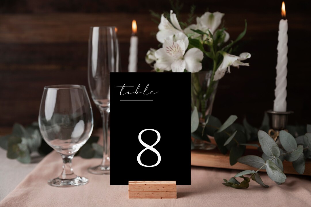 Black Minimalist Table Numbers, DIY Table Numbers, Modern Minimal ...