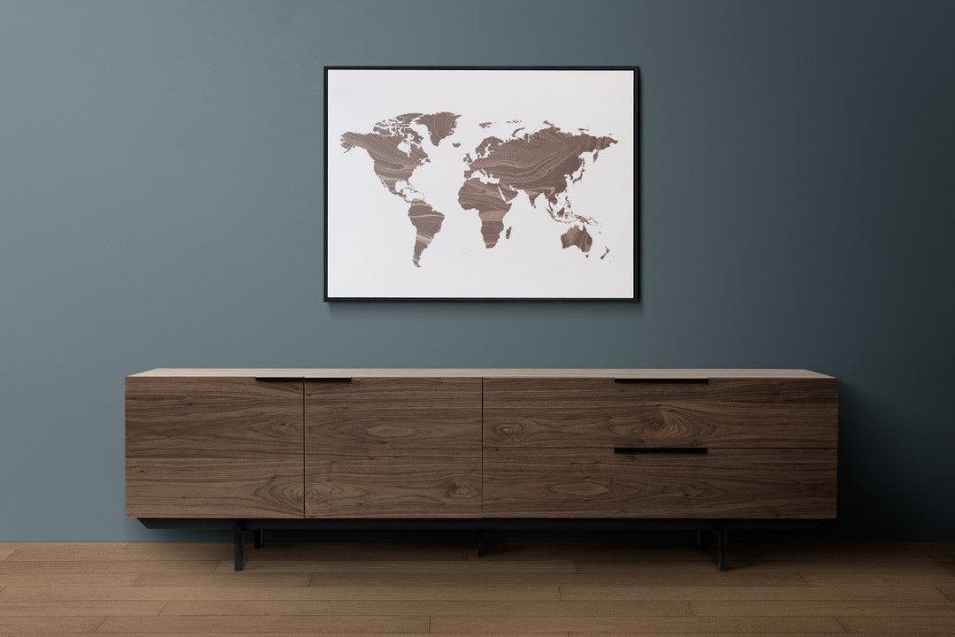 World Map Wall Art, Brown Marble World Map, World Map Digital Download ...