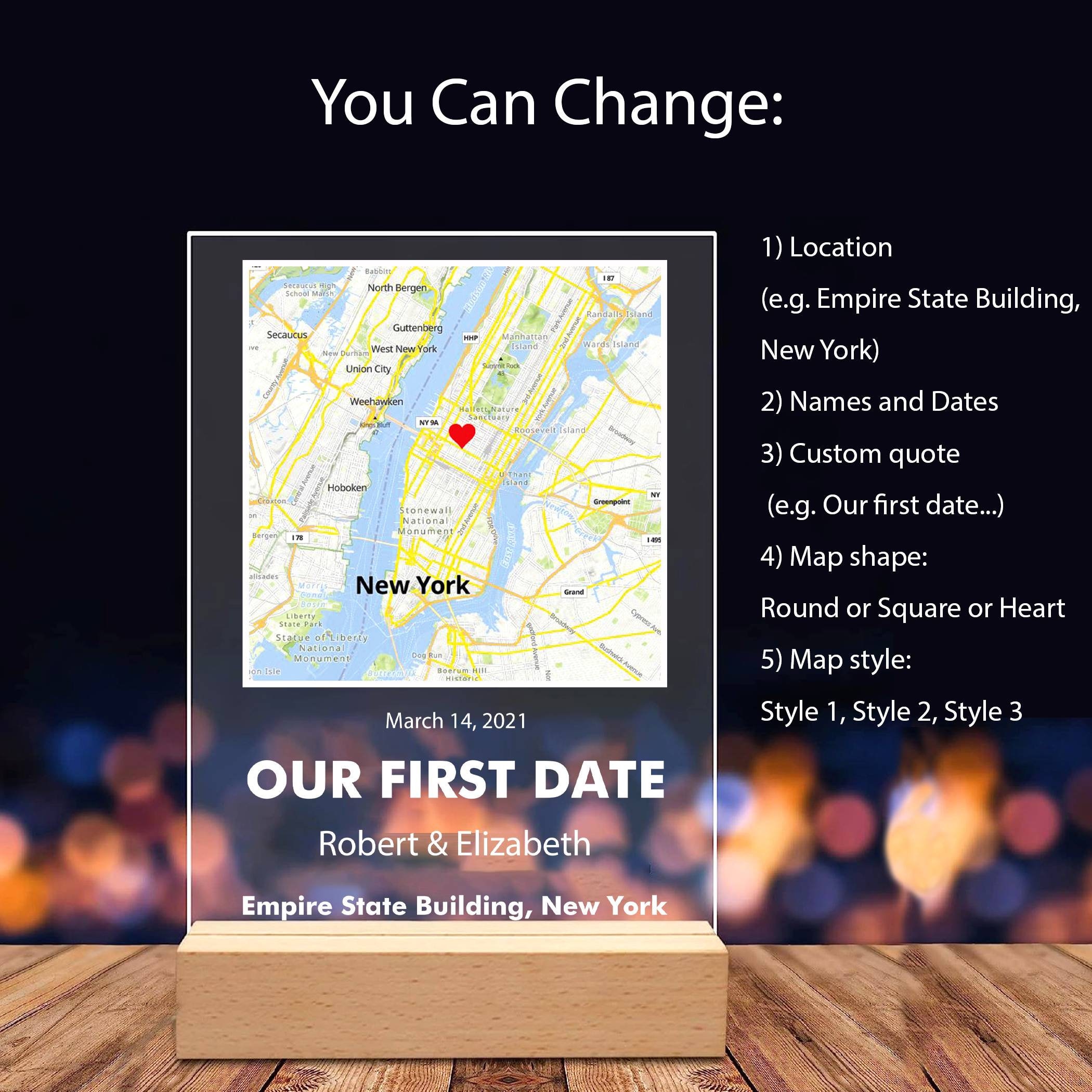 Where We Met Map Gift, Our First Date, Personalised Anniversary Gifts ...