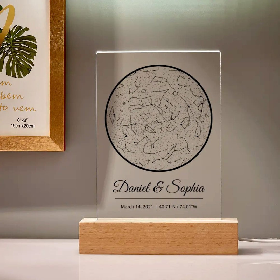 Our First Date Acrylic Plaque, Custom Star Map Plaque, Night Sky Plaque ...