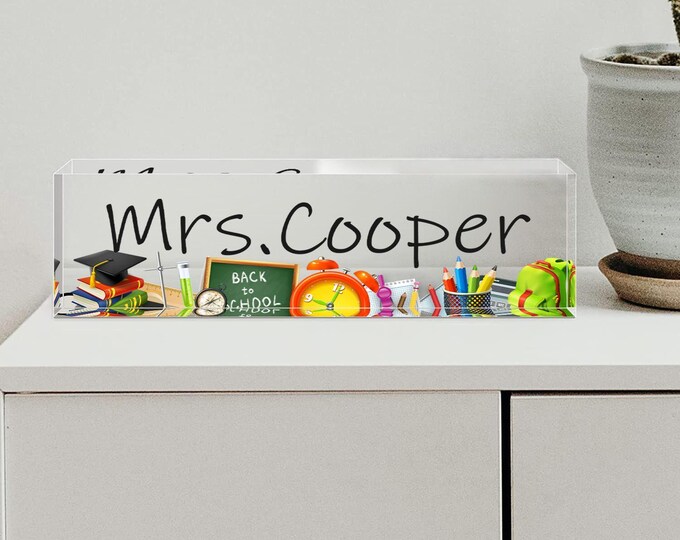 Teacher Desk Name Plate, Personalized Teacher Name Sign, Back to School ...