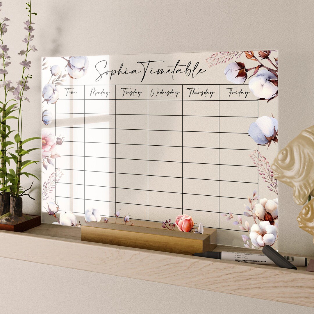 Wipe-clean Timetable | Personalized Timetable | Student Plan | Acrylic ...