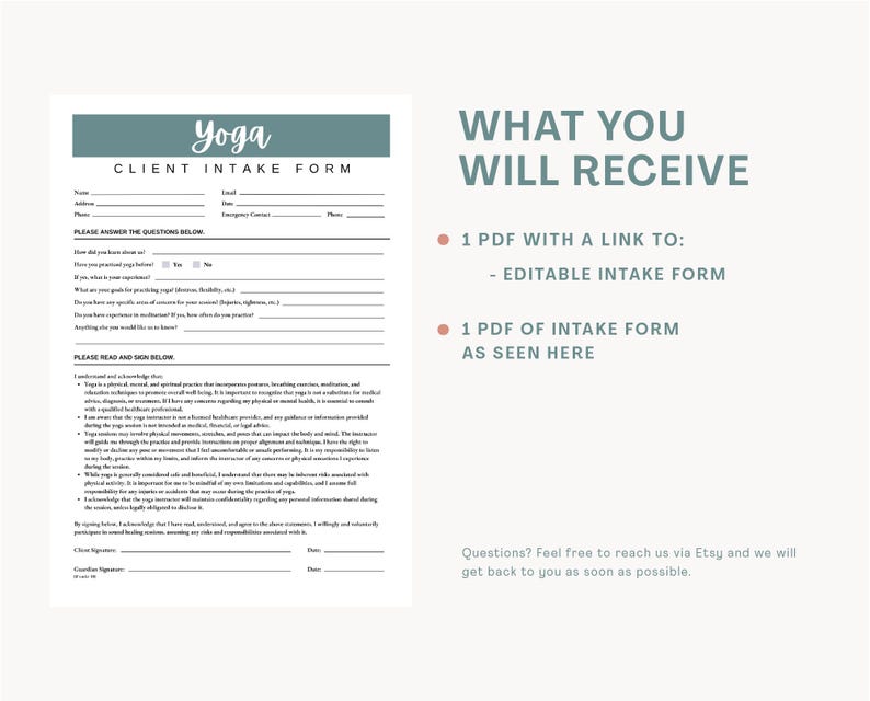 Customizable Yoga Client Intake Form Made in Canva for Yoga Practioners ...