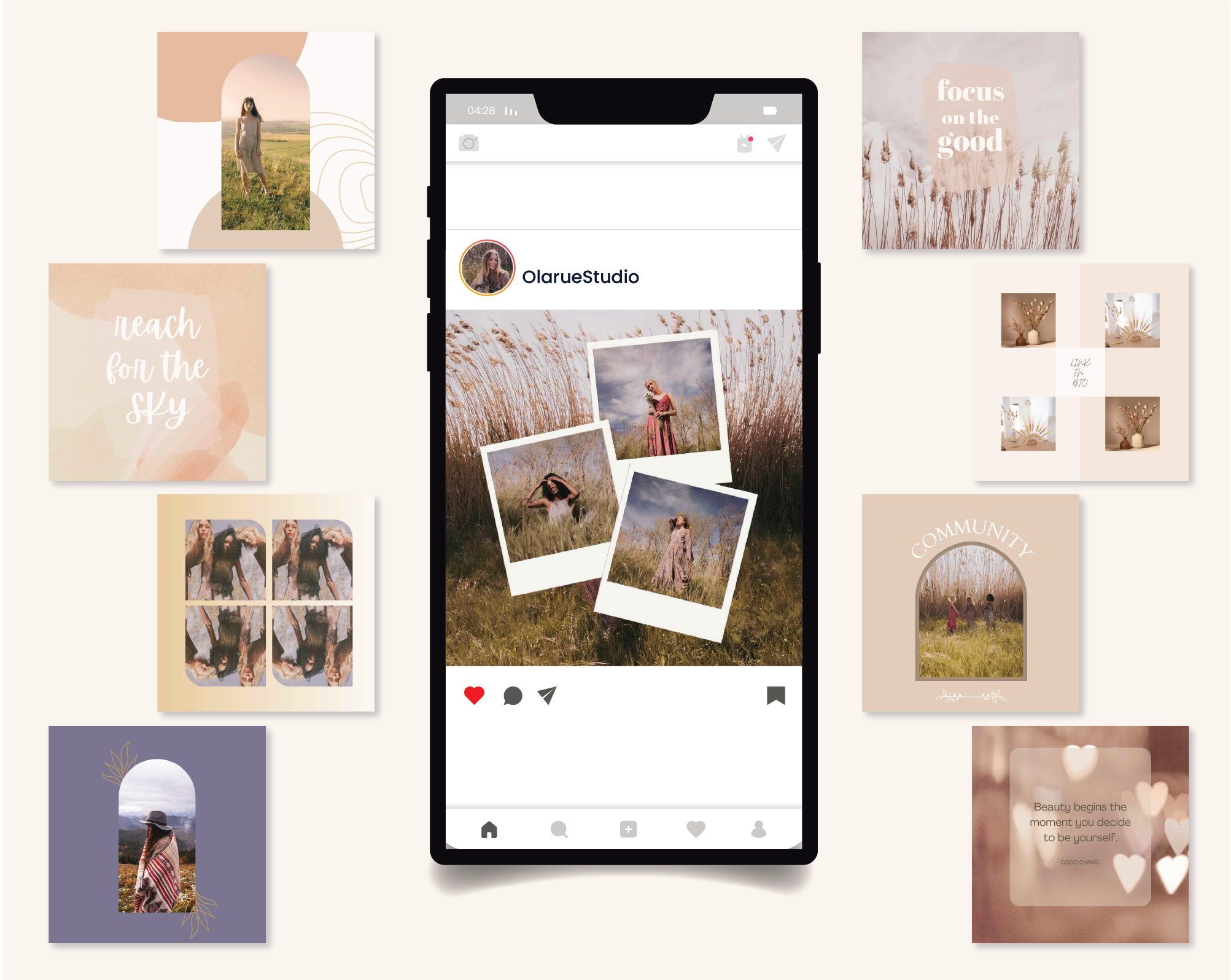 50 Instagram Square Post Templates, Editable Canva Templates, Boho ...
