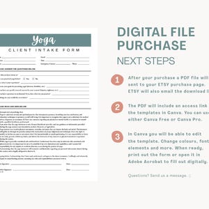 Customizable Yoga Client Intake Form: Canva Template (digital Download ...