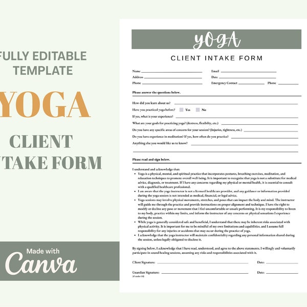 Yoga Client Intake Form - Etsy