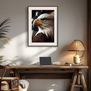 Bald Eagle With American Flag Background | Digital Download for Posters ...