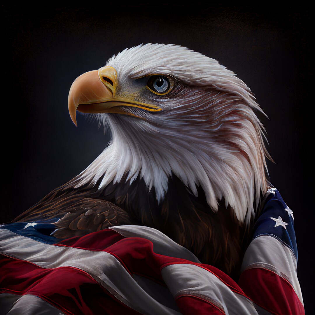 Bald Eagle Wrapped in American Flag Digital Download Perfect for ...