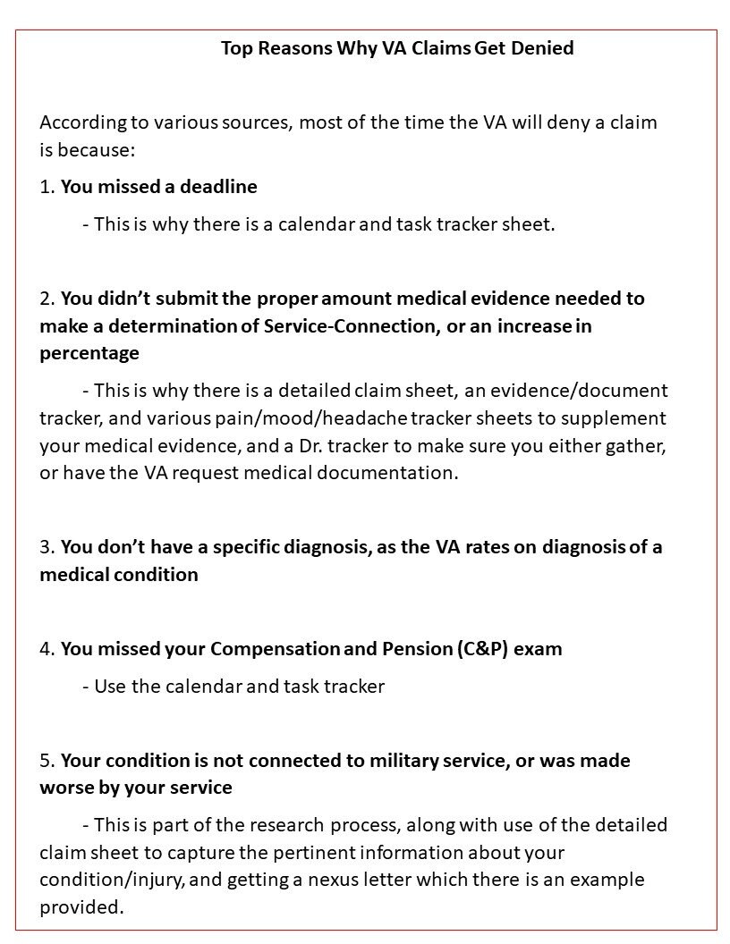 Veteran Affairs Disability Claim Notebook | VA Disability Claim Tracker ...