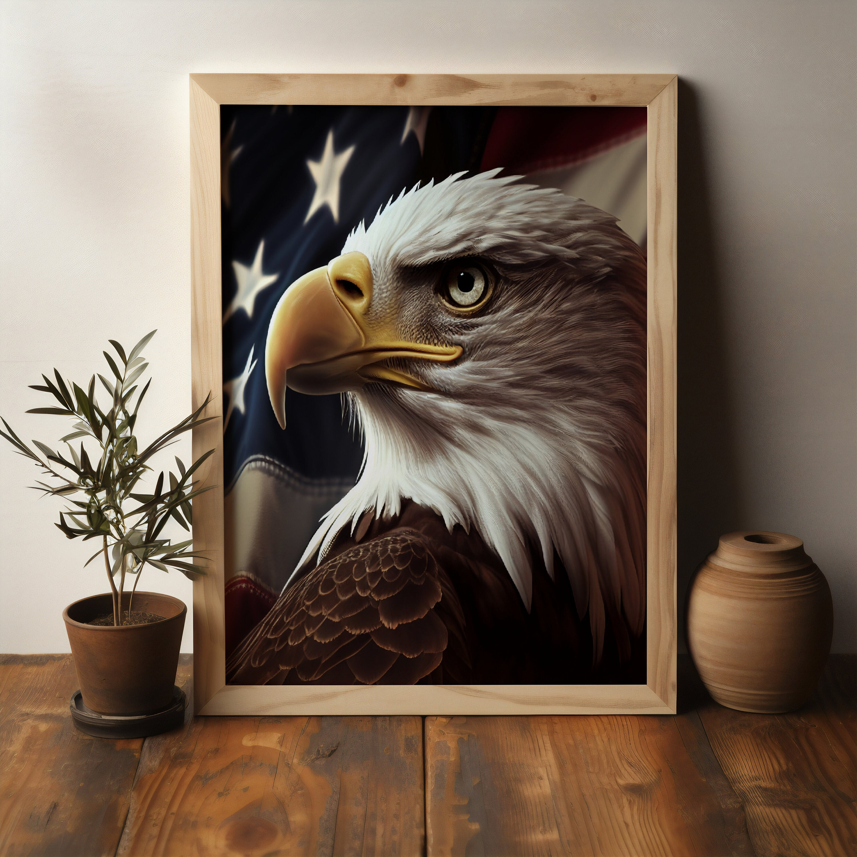 Bald Eagle With American Flag Background | Digital Download for Posters ...