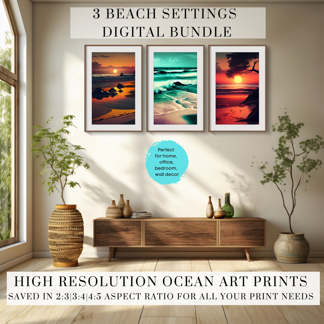 Printable Wall Art | Digital Download Bundle | Beach Prints | Ocean ...