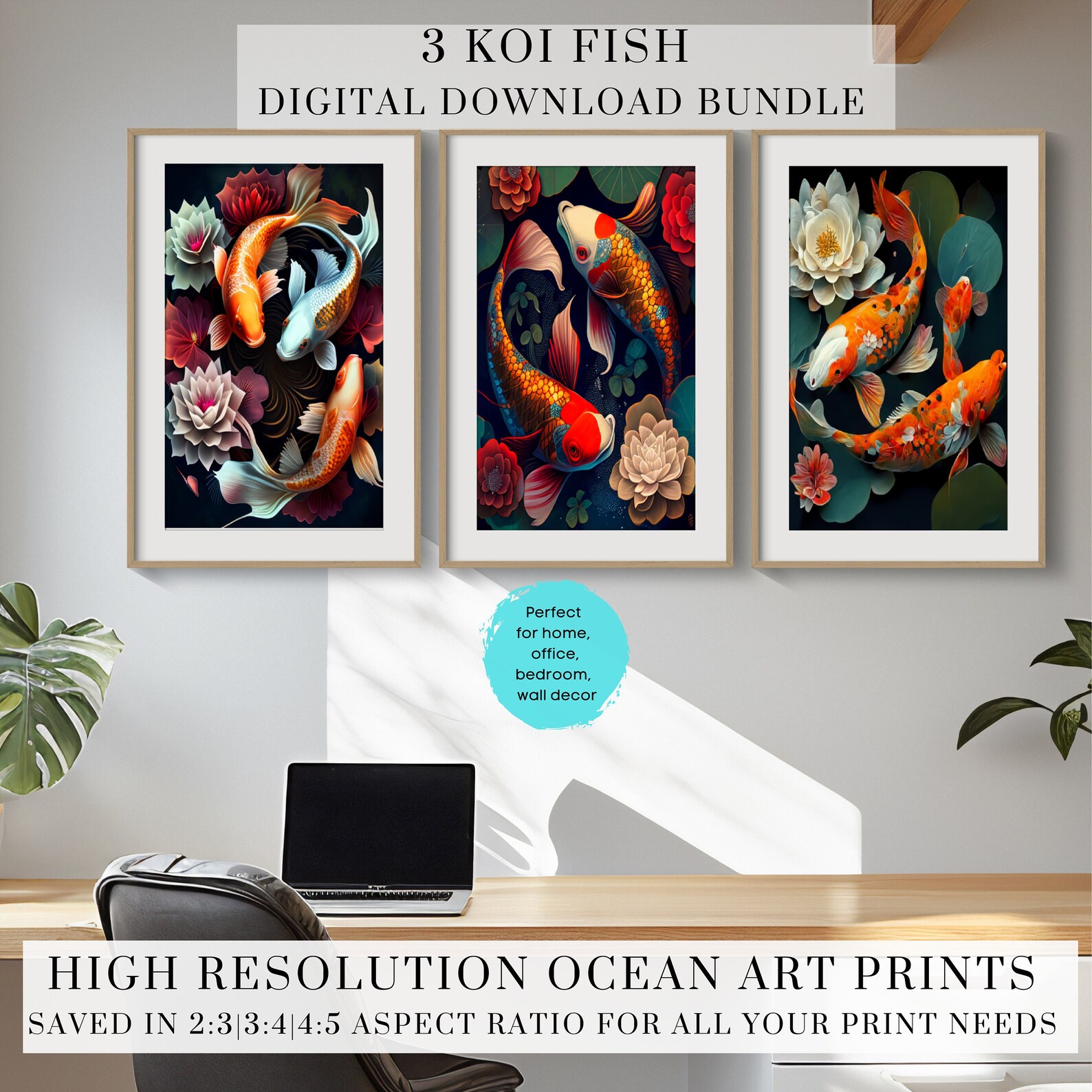 Japanese Art | Fish Painting | Fish | Nature | Digital Download| Office ...