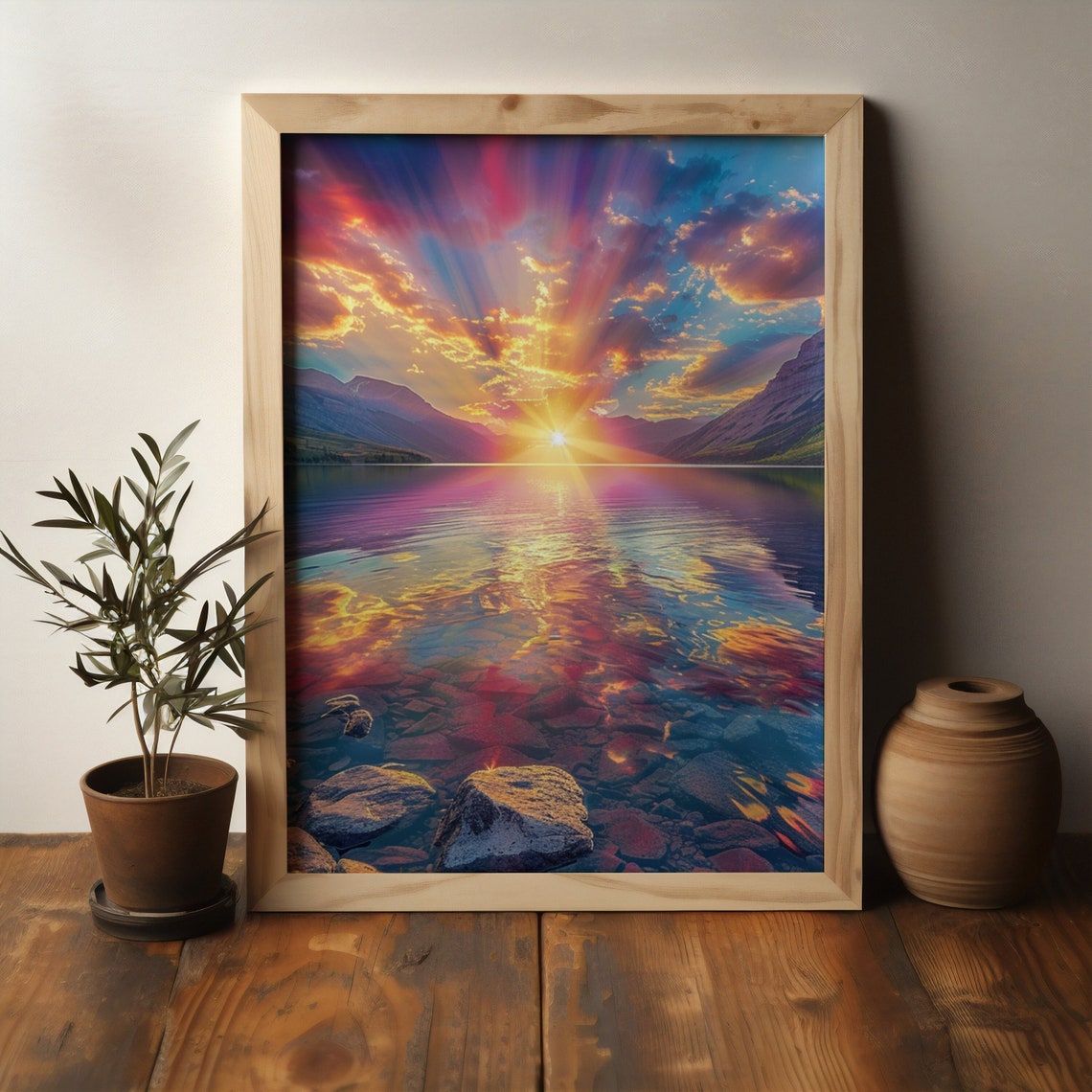 Sunrise Lake Mountain Digital Download | Sunrise Wall Decor | Lake ...