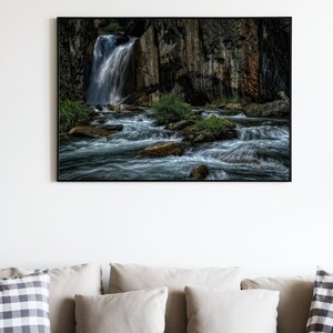 Enhanced Waterfall With Rolling Water Over Rocks in a Countryside ...
