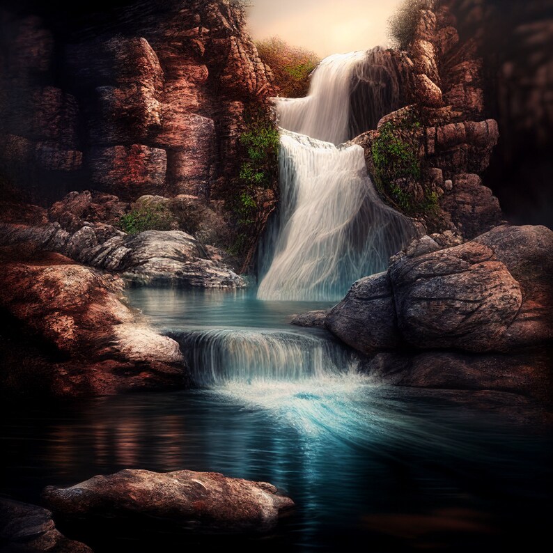 Enhanced Living Waterfall Set in Nature and the Countryside Digital ...