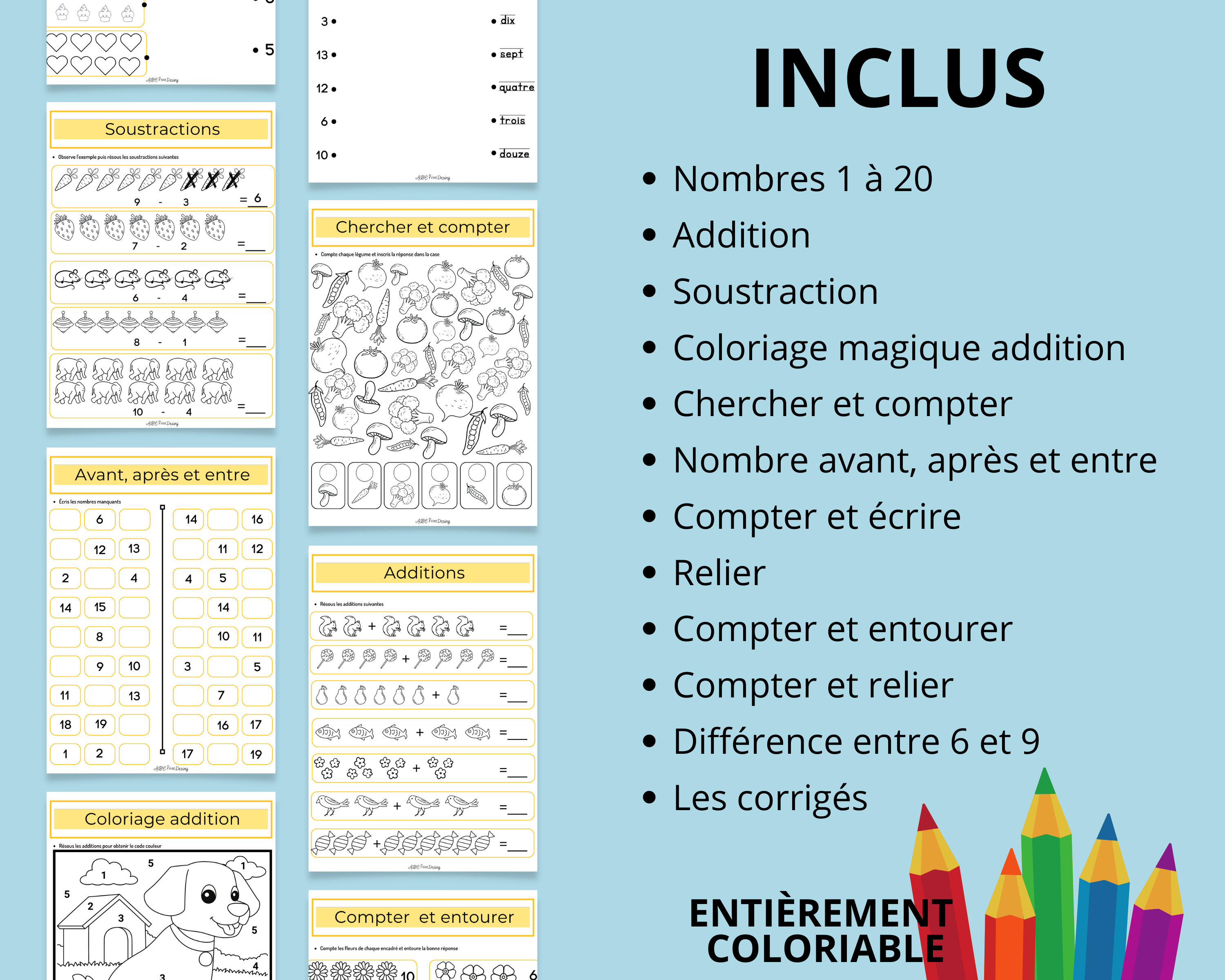 Printable Kids Activity Book, Learn Numbers, Learn Numbers, Preschool ...