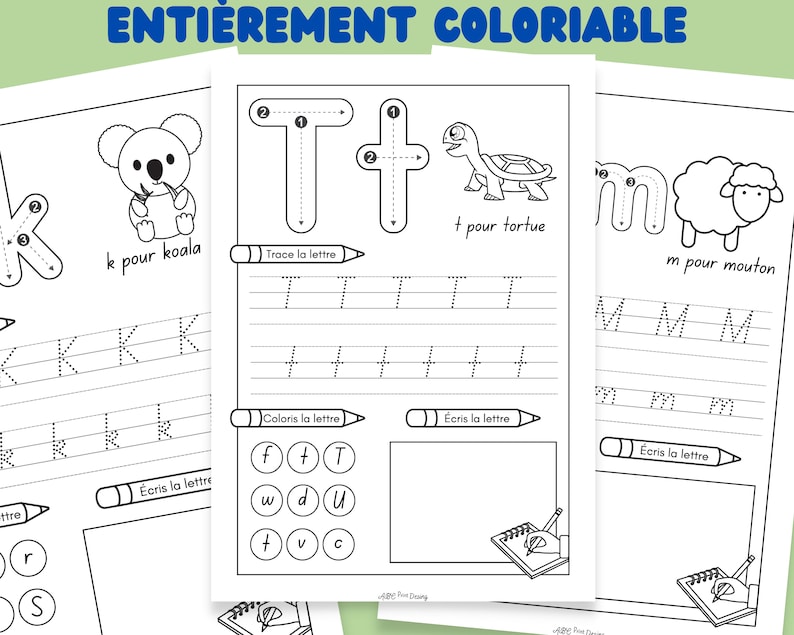 Alphabet to Color and Trace, Upper and Lower Case Letters, Learn to ...