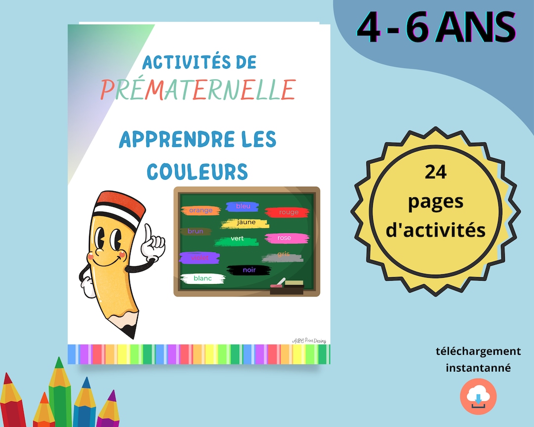 Printable Kids Activity Book, Learn Colors, Colors in French, Preschool ...