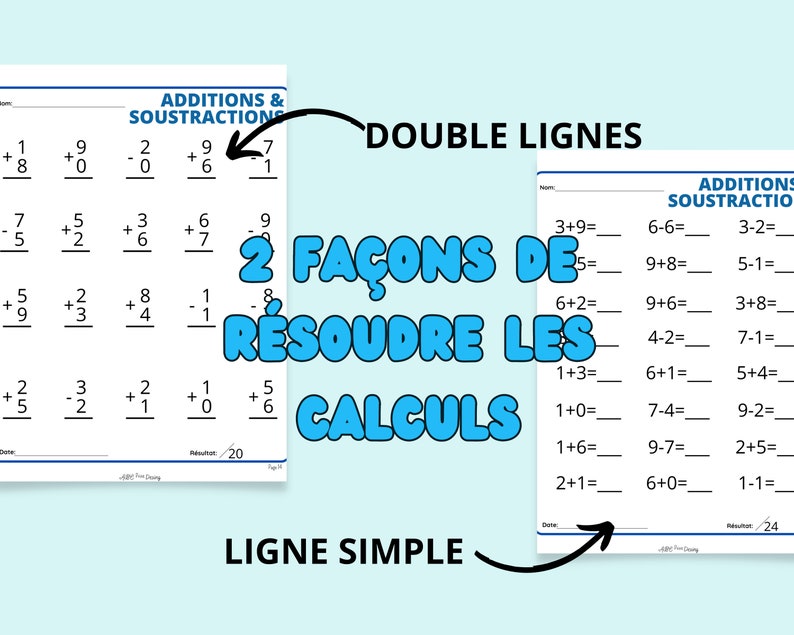 Math Worksheets, Addition, Subtraction, Number 0 to 9, Printable PDF - Etsy