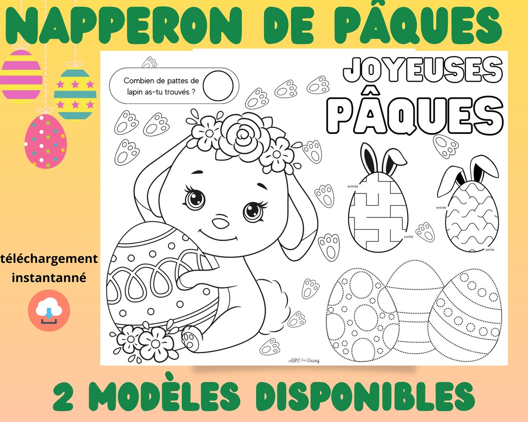 Easter Placemat for Kids, Printable Placemat, Easter Activity, Coloring ...