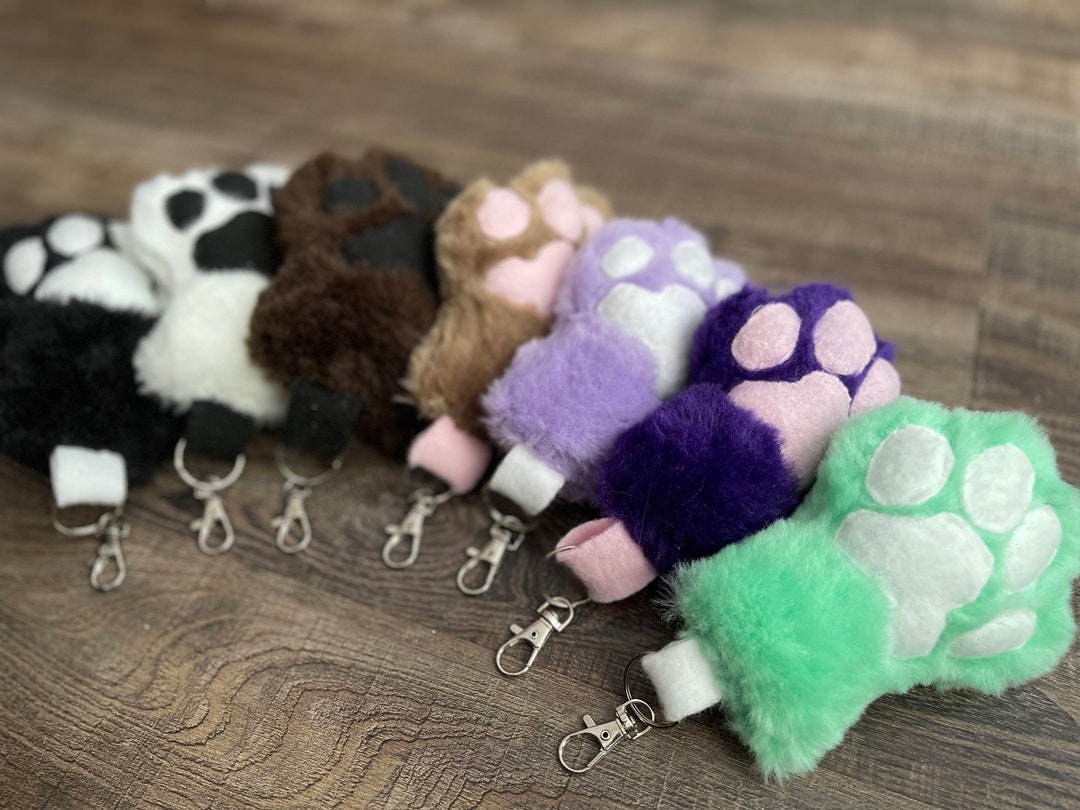 Fluffy and Furry Paw Keychain Accessory pre-made - Etsy