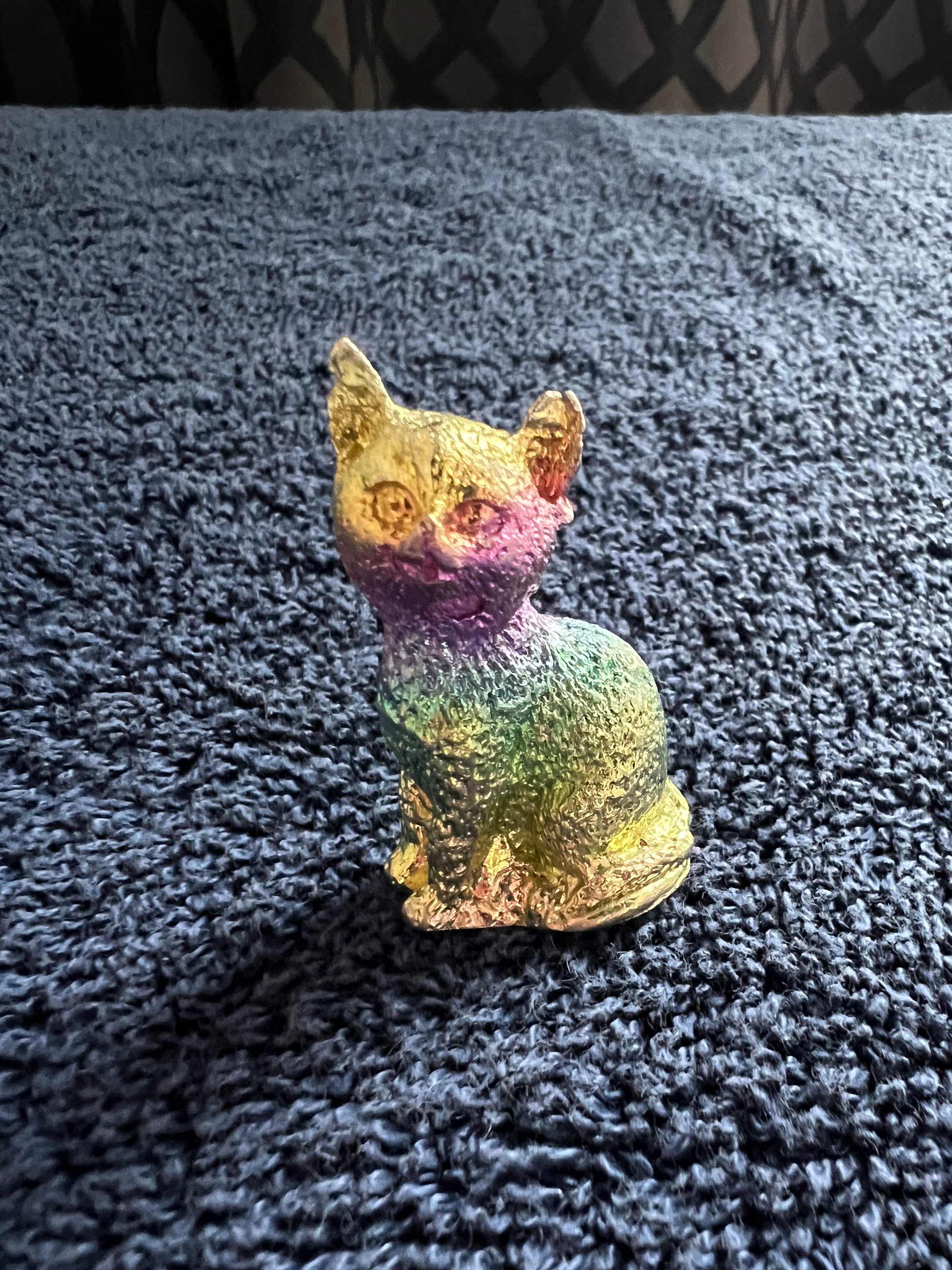Rainbow Mini Cat Bismuth Sculpture Made by the Bismuth Smith - Etsy