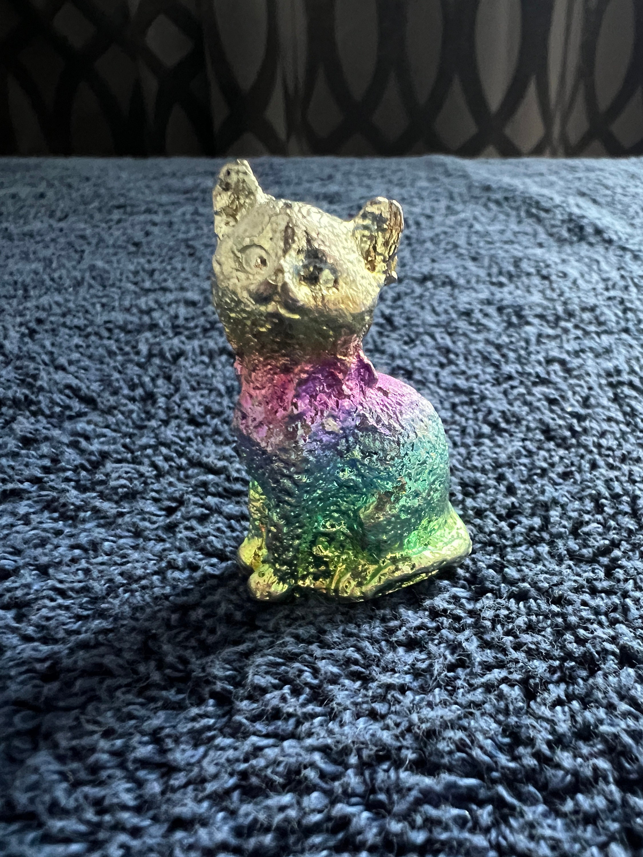 Rainbow Mini Cat Bismuth Sculpture Made by the Bismuth Smith - Etsy
