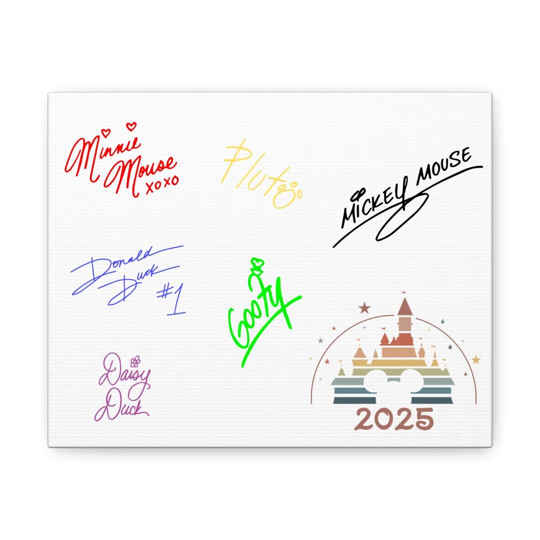 Disney Autograph Canvas - Character Signature Wall Art, Theme Park ...