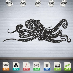 Octopus SVG DXF: Sea Animal Vector Files for CNC Laser Cutting (digital ...