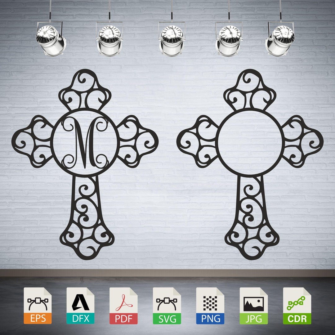 Cross Monogram Svg, Initial Cross Wall Art Dxf, Download Digital Vector ...