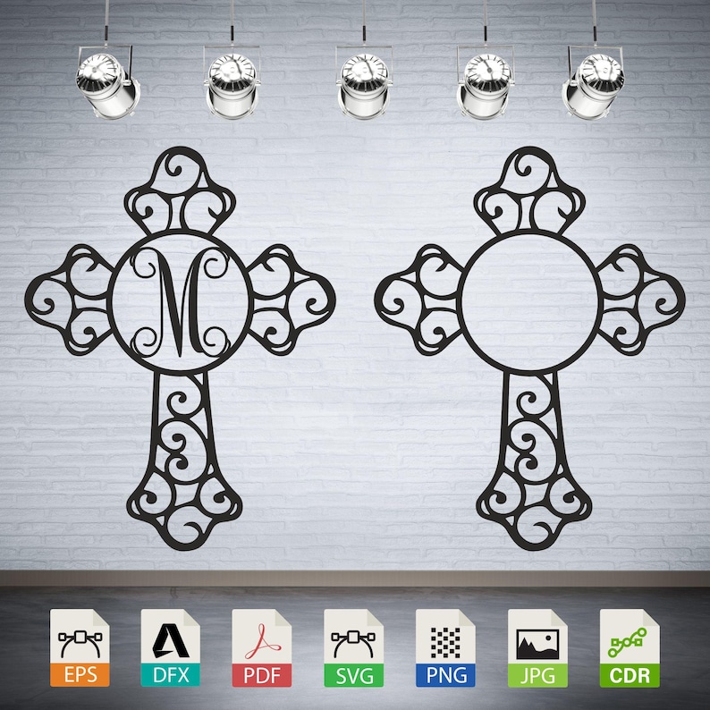Cross Monogram Svg, Initial Cross Wall Art Dxf, Download Digital Vector ...