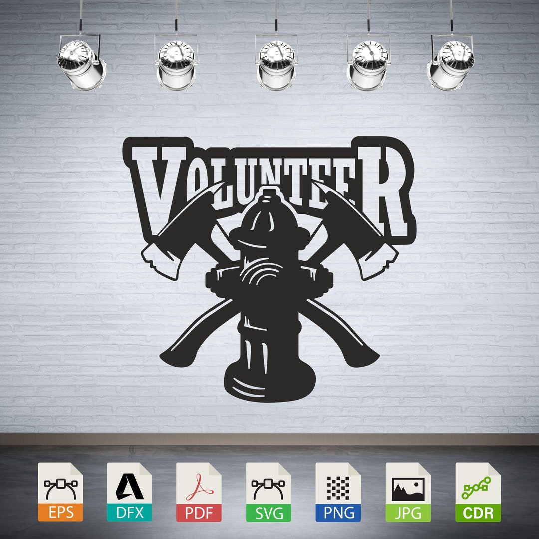 Firefighter Svg, Firefighter Volunteer Dxf, Download Digital Vector ...