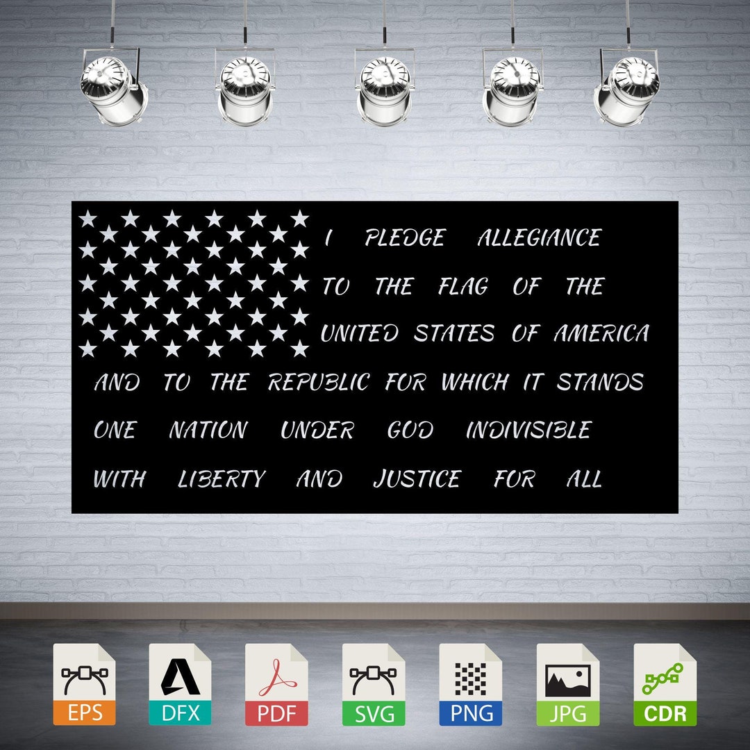 Pledge of Allegiance Flag Svg, American Flag Dxf, Download Digital ...