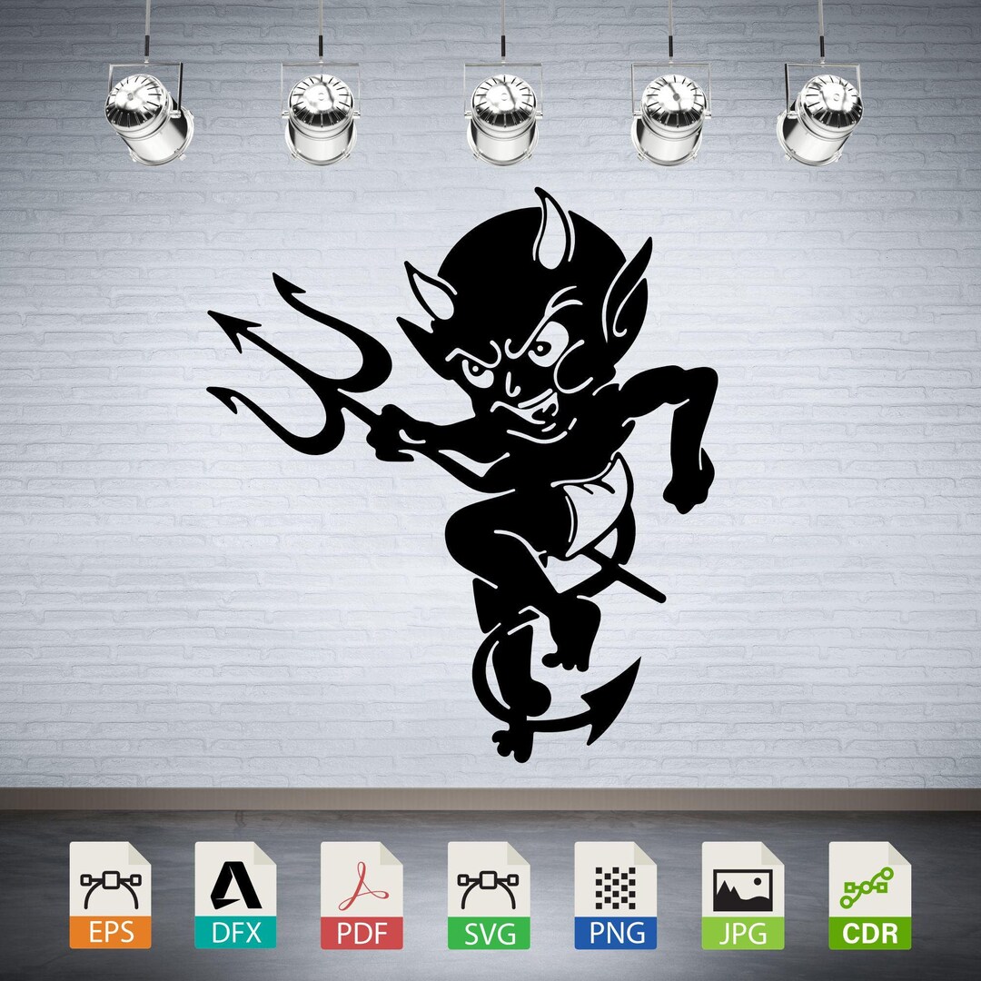 Angels Devils Svg, Devil With Pitchfork Dxf, Download Digital Vector ...