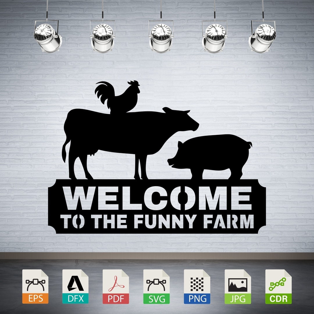 Funny Farm Animals Cow Pig Chicken Farmer Download Digital Vector Files ...