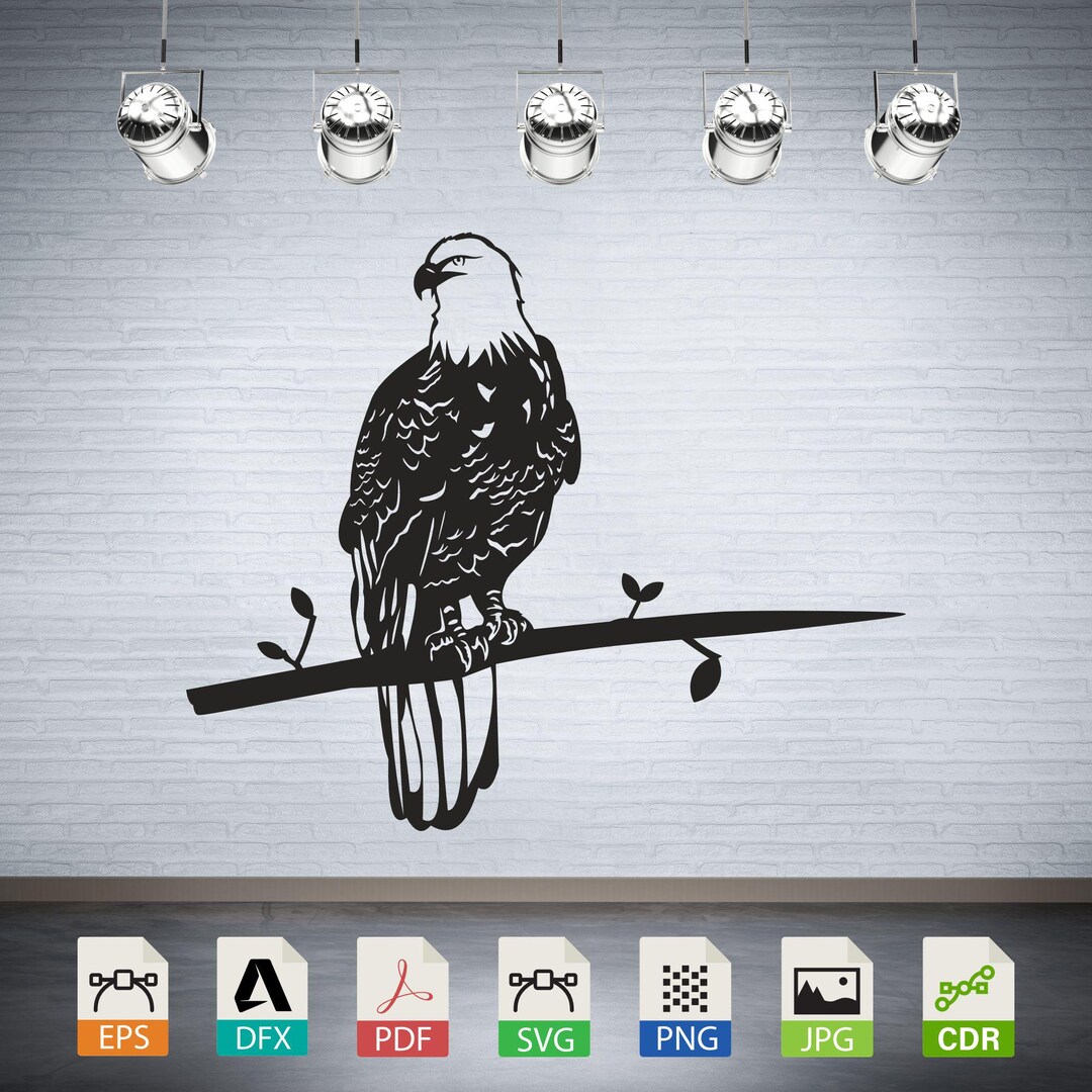Bald Eagle on Branch Vector Art: Laser Cut Files (SVG, DXF, PDF) - Etsy