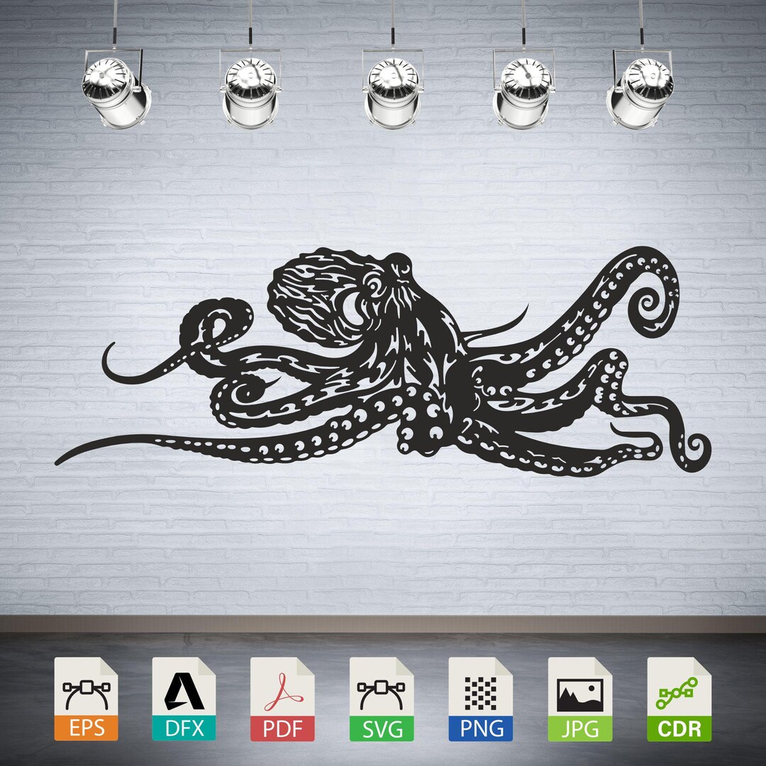 Octopus SVG DXF: Sea Animal Vector Files for CNC Laser Cutting (digital ...