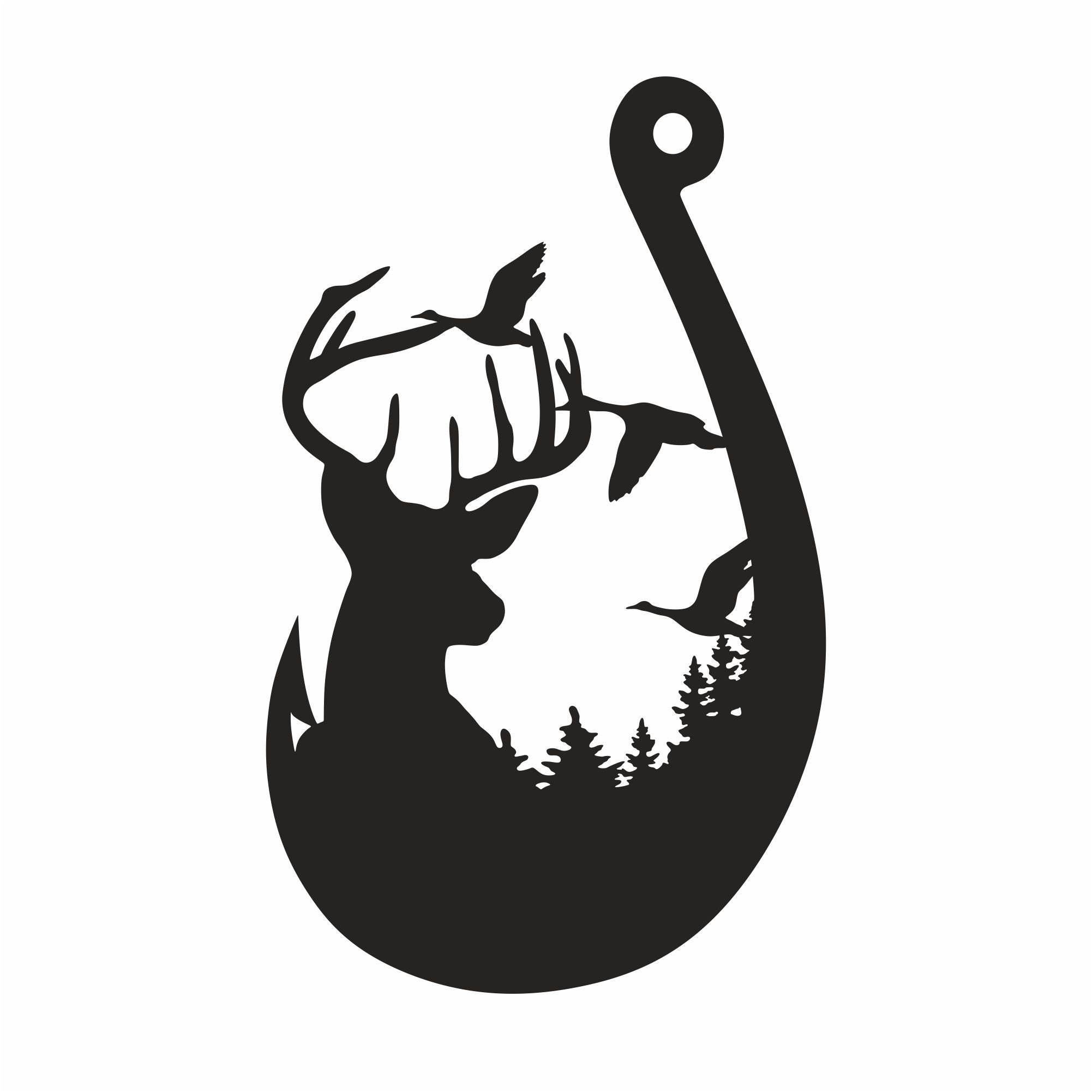 Deer and Duck Svg, Fishing Hook DXF, Download Digital Vector Files for ...
